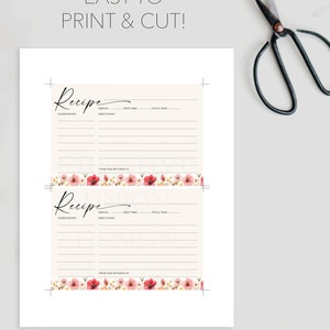 Wildflower Recipe Card Printable, Printable Recipe Card, Bridal Shower ...