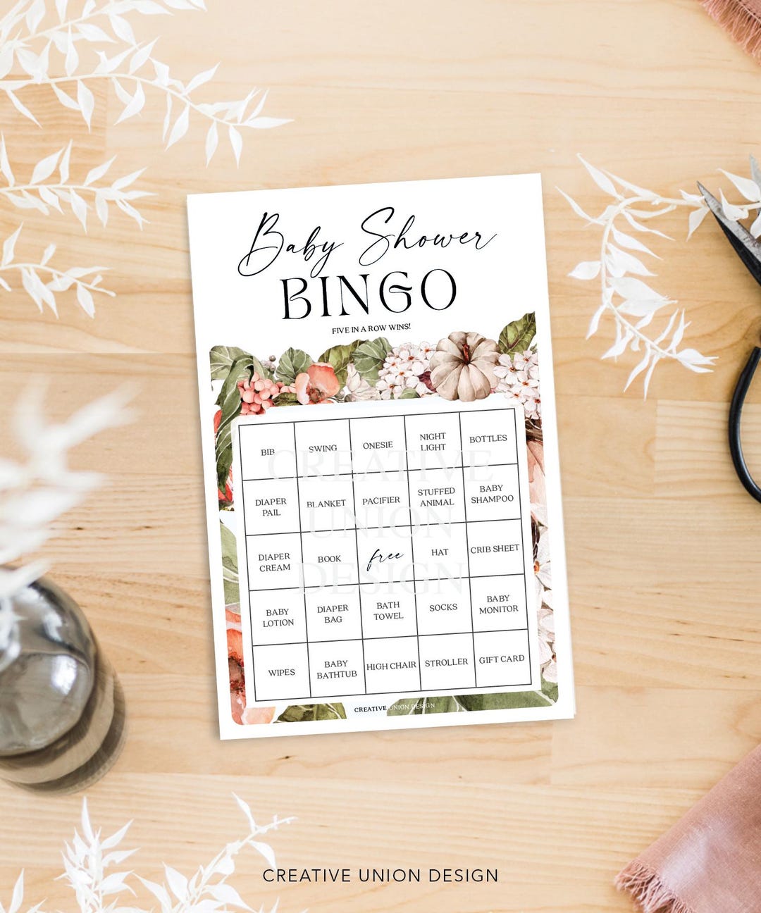 Spiced Pumpkin Baby Shower Bingo, 60 Unique Game Sheets, Baby Shower ...