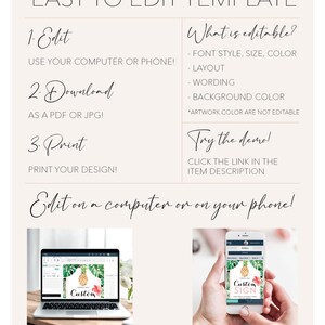 Editable Custom Sign Template, Favors, Gifts and Cards, Printable Table ...