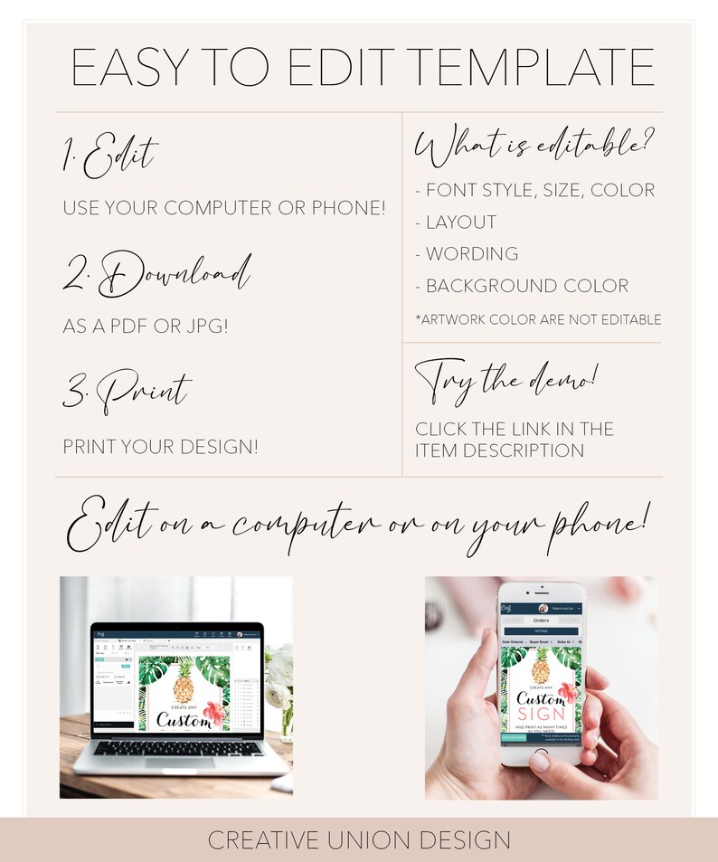 Editable Custom Sign Template, Favors, Gifts and Cards, Printable Table ...