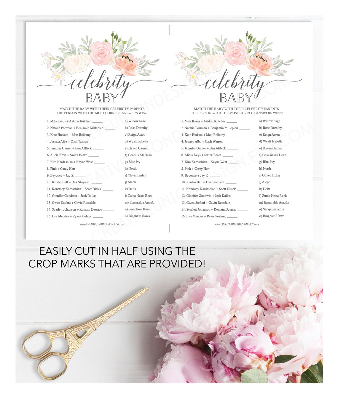 Celebrity Baby Baby Shower Game Baby Shower Games | Etsy