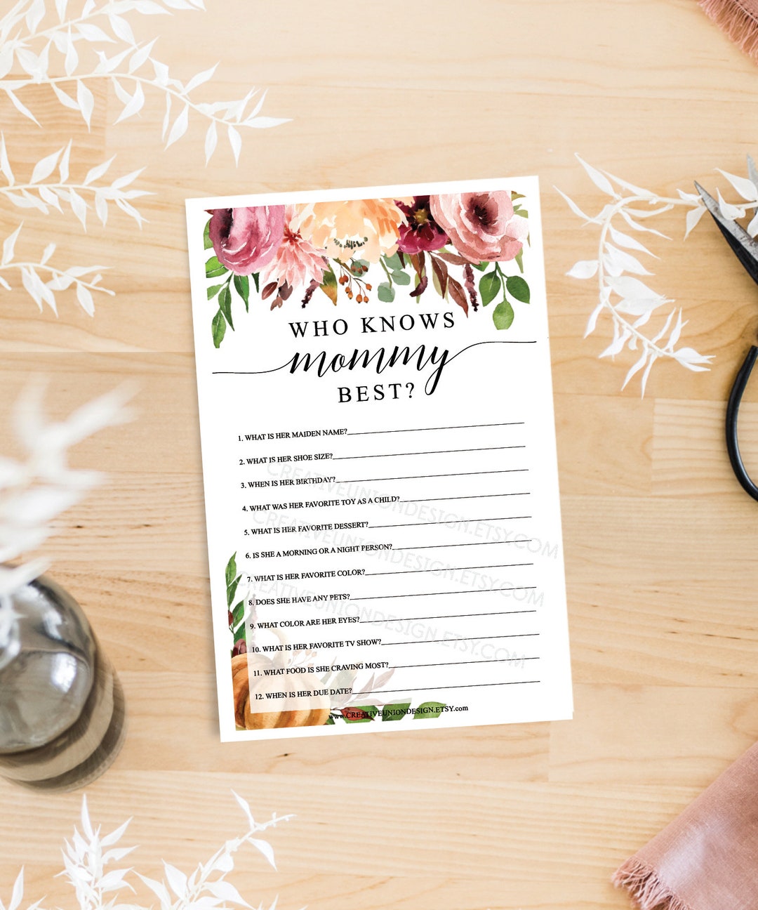 Autumn Bliss Who Knows Mommy Best Baby Shower Game - Etsy