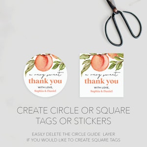 A Sweet Thank You Stickers Template, Peach Favor Tags, Baby Shower ...