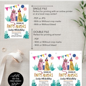 Mod Party Animals Birthday Invitation Template, Leopard Print, Safari ...