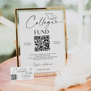 College Fund QR Code Sign Template, QR Code College Fund Insert Card ...