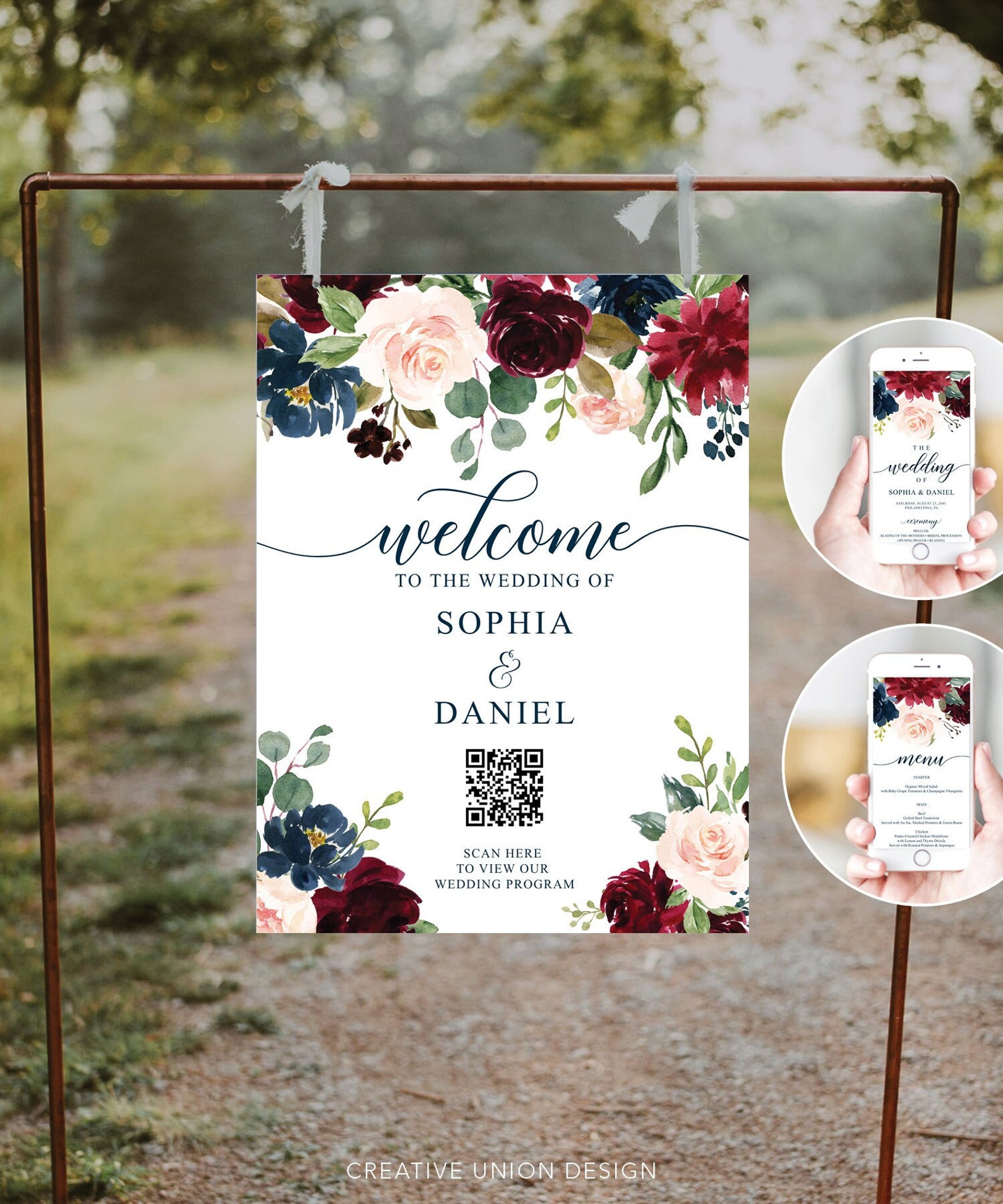 QR Code Wedding Program Template and Scannable Wedding Welcome - Etsy