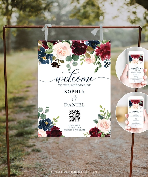 QR Code Wedding Program Template and Scannable Wedding Welcome - Etsy