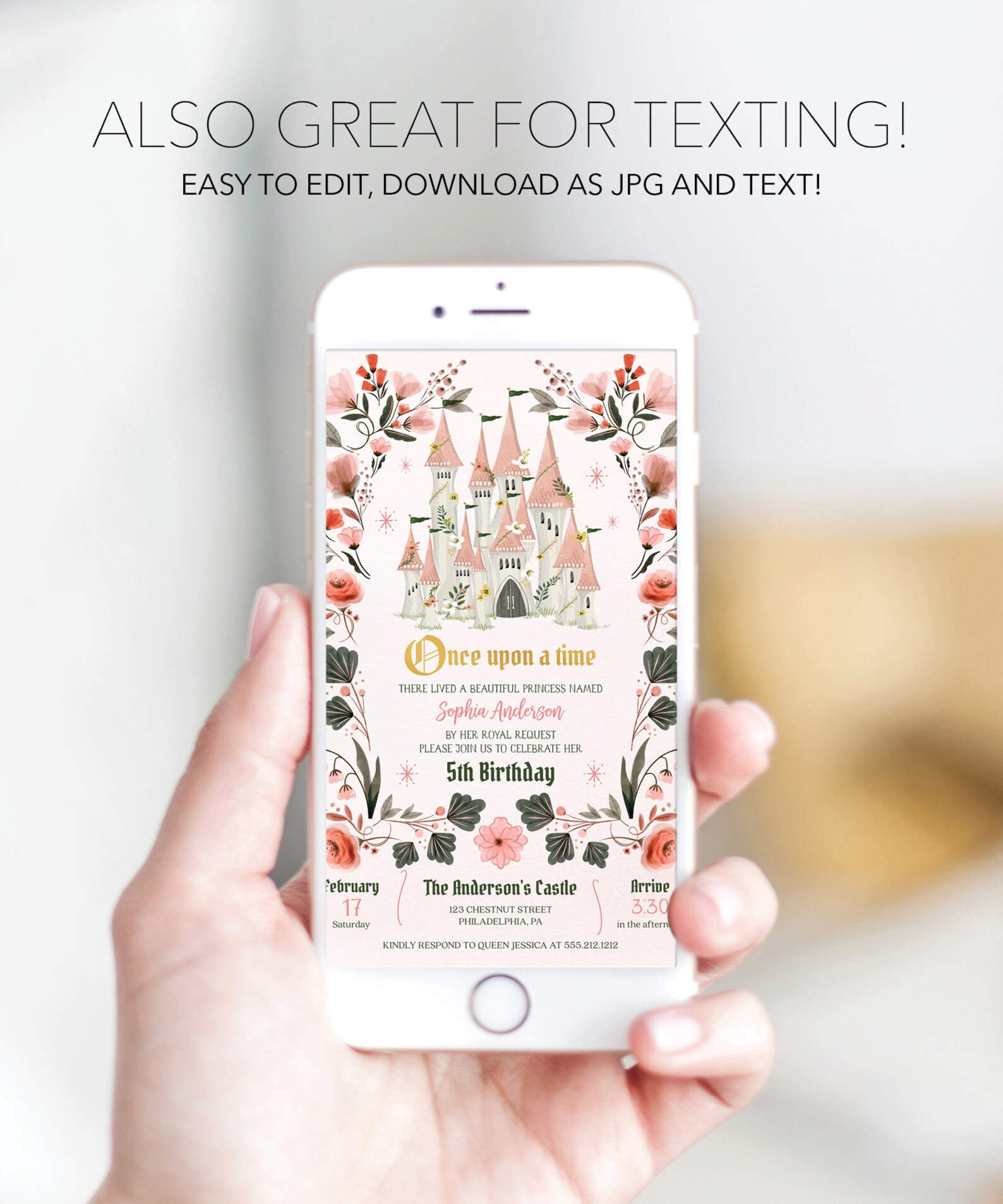 Royal Princess Birthday Party Invitation Template Birthday - Etsy