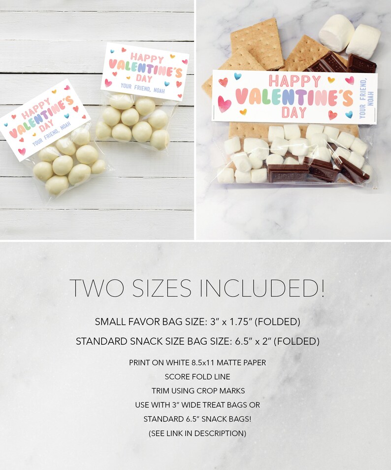 Editable Valentine's Day Treat Bag Topper Valentine Cards - Etsy