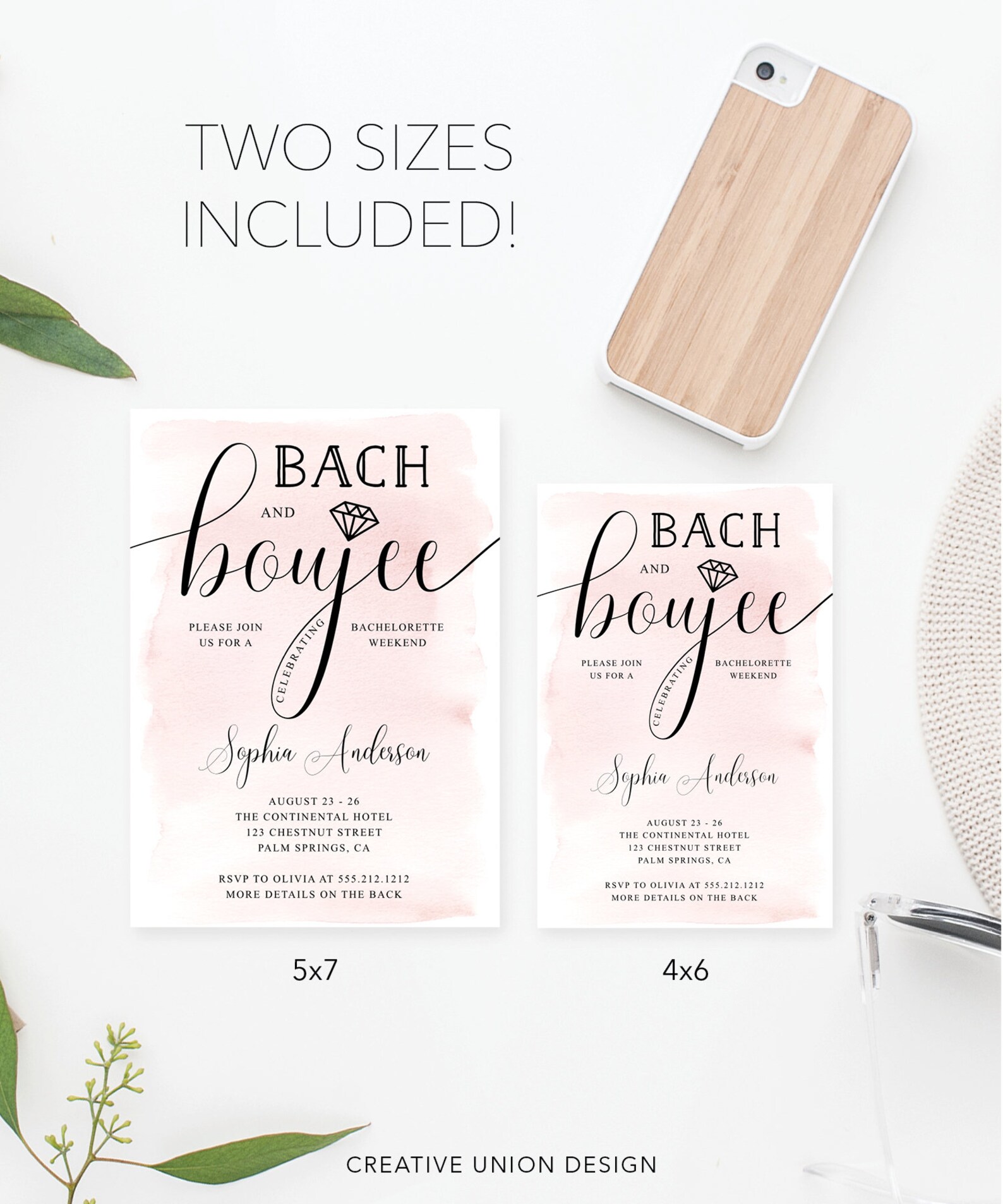 Boujee Bachelorette Party Invitation and Itinerary Template, Bach and ...