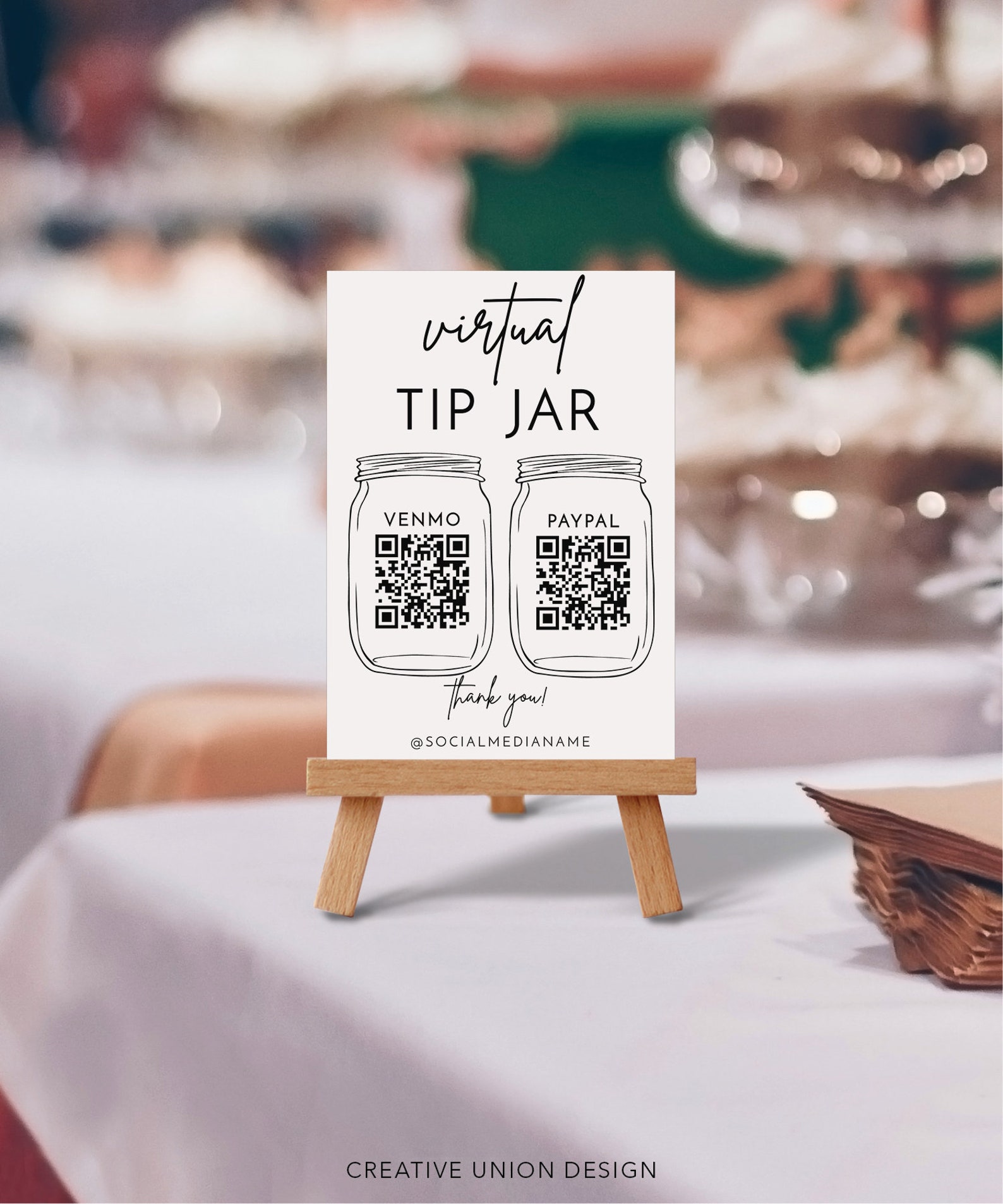 Printable Virtual Tip Jars Sign Venmo and Paypal QR Code - Etsy