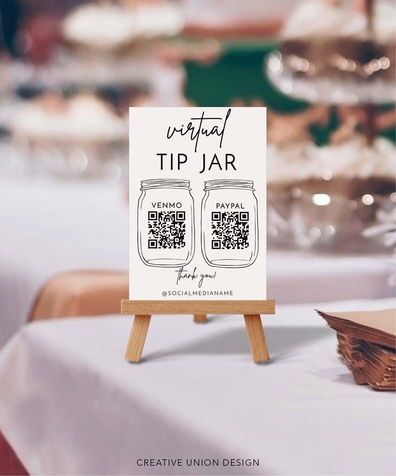 Printable Virtual Tip Jars Sign Venmo and Paypal QR Code - Etsy