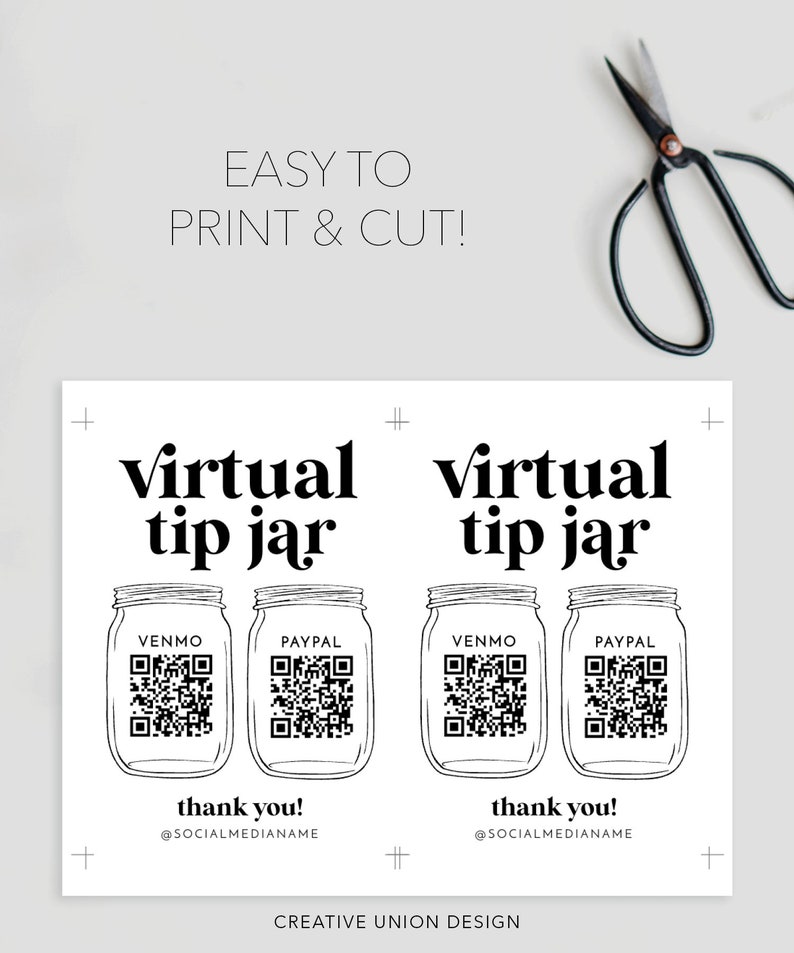 Printable Virtual Tip Jars Sign Venmo and Paypal QR Code - Etsy Printable Virtual Tip Jars Sign Venmo and Paypal QR Code - Etsy