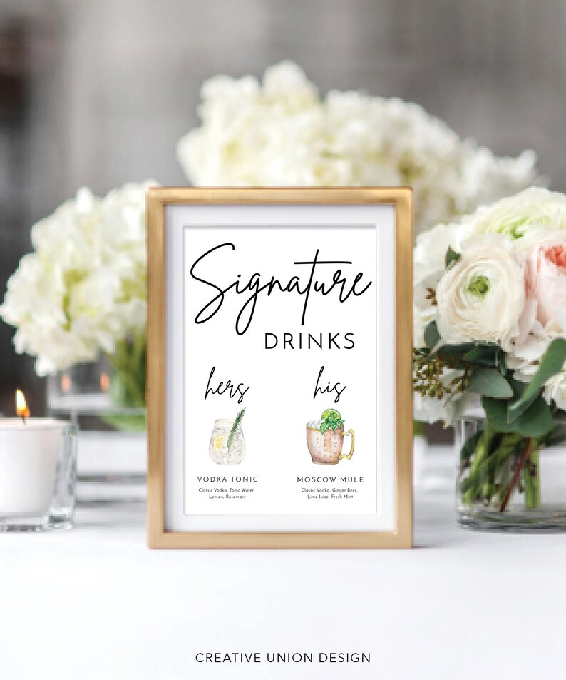 Signature Drink Sign Template Printable Signature Cocktail | Etsy