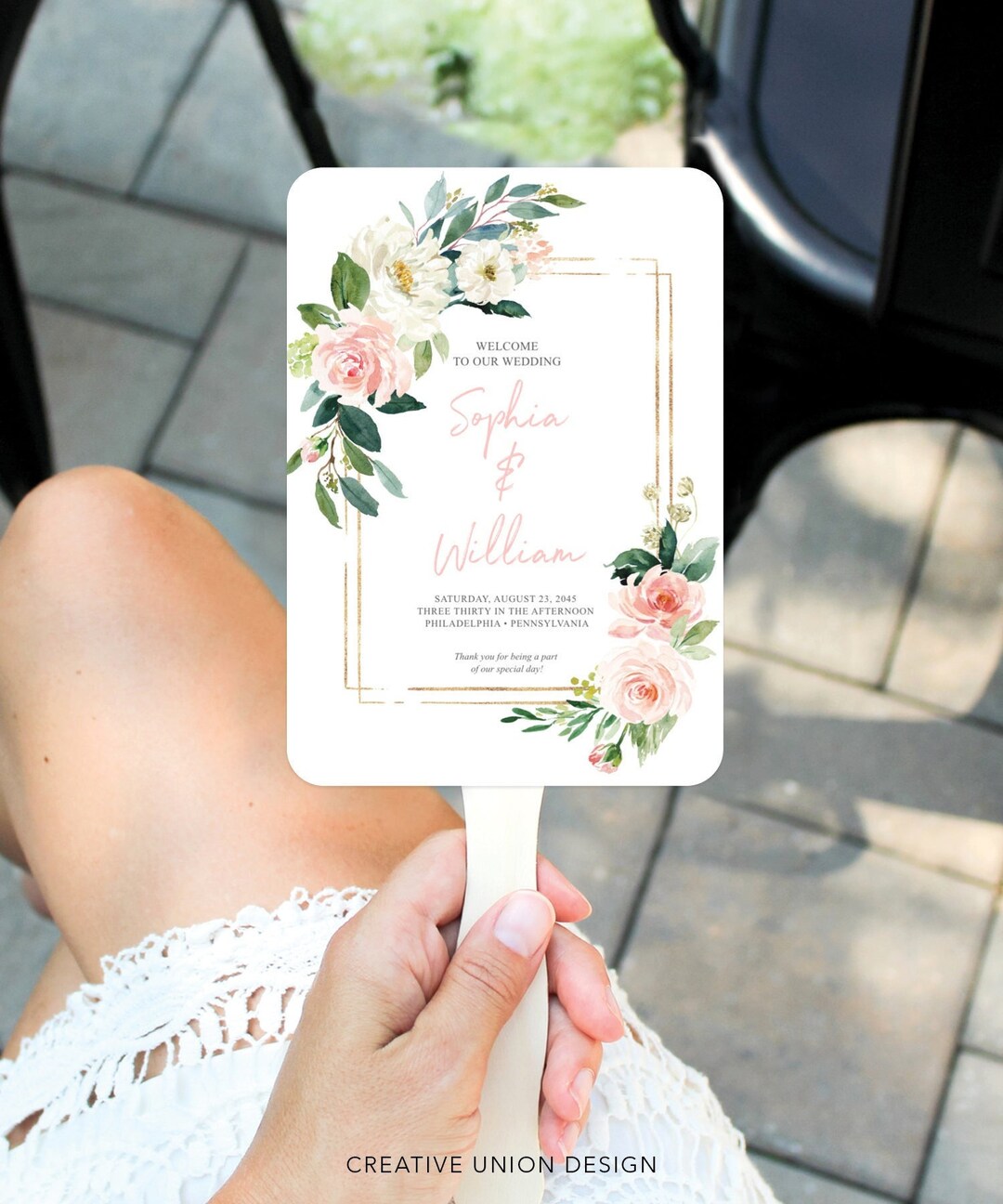 Floral Wedding Program Fan Template, Printable Program Fan, Wedding Fan ...