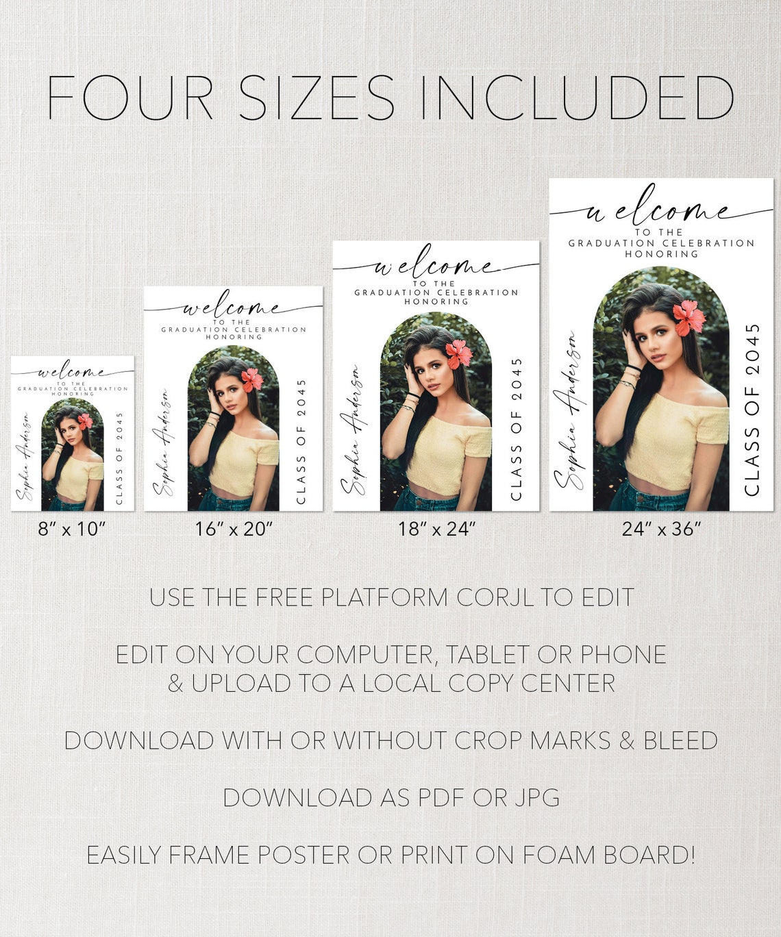 Modern Arch Graduation Welcome Sign With Photo Graduation - Etsy