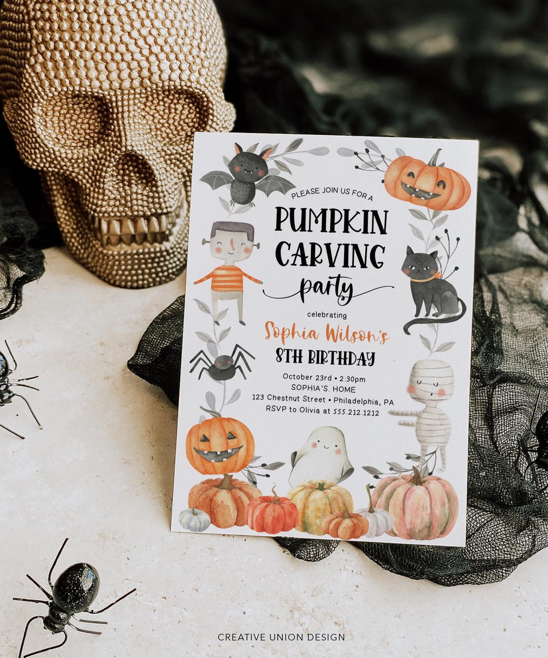 Pumpkin Carving Party Invitation Template, Halloween Party Invite ...