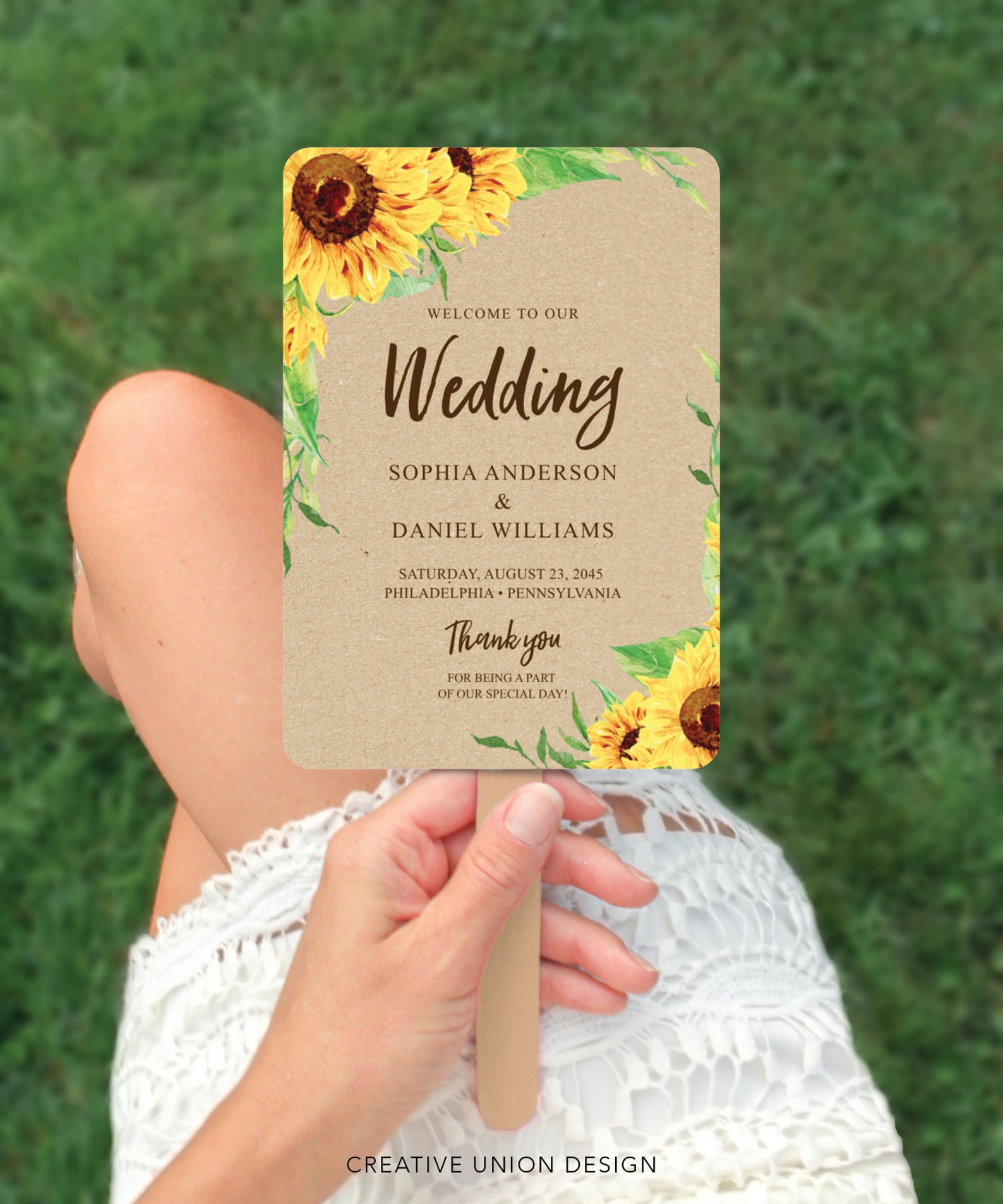 Sunflower Wedding Program Template Sunflowers Wedding Fan - Etsy