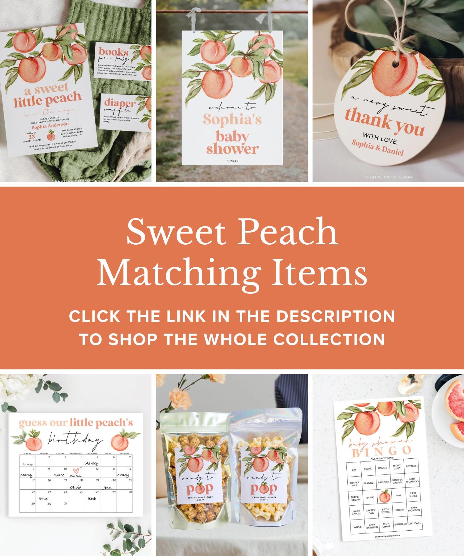 Peach Baby Due Date Calendar Sign Template, Guess the Birthday, Baby ...