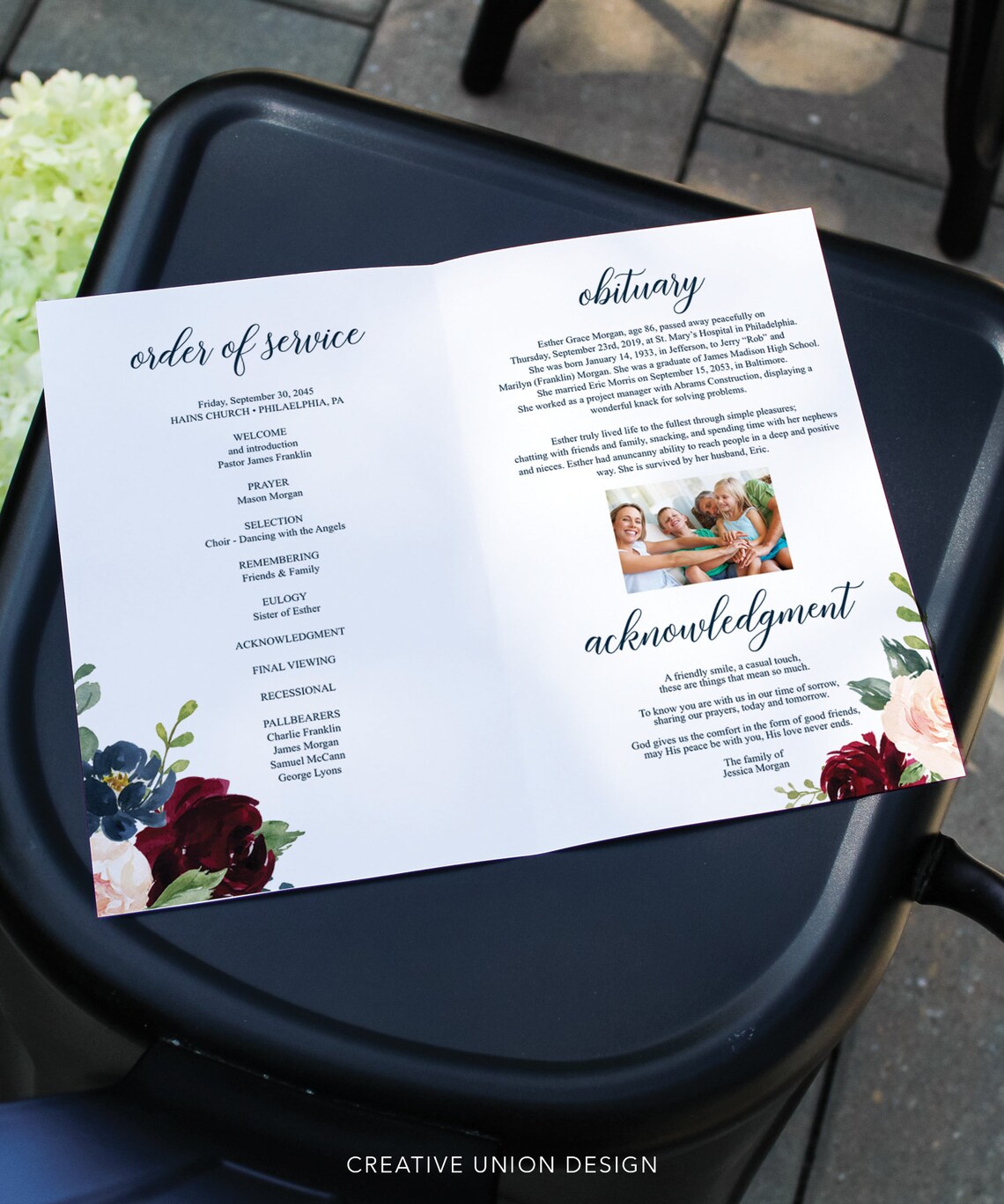 Editable Funeral Program Template Printable Celebration of - Etsy