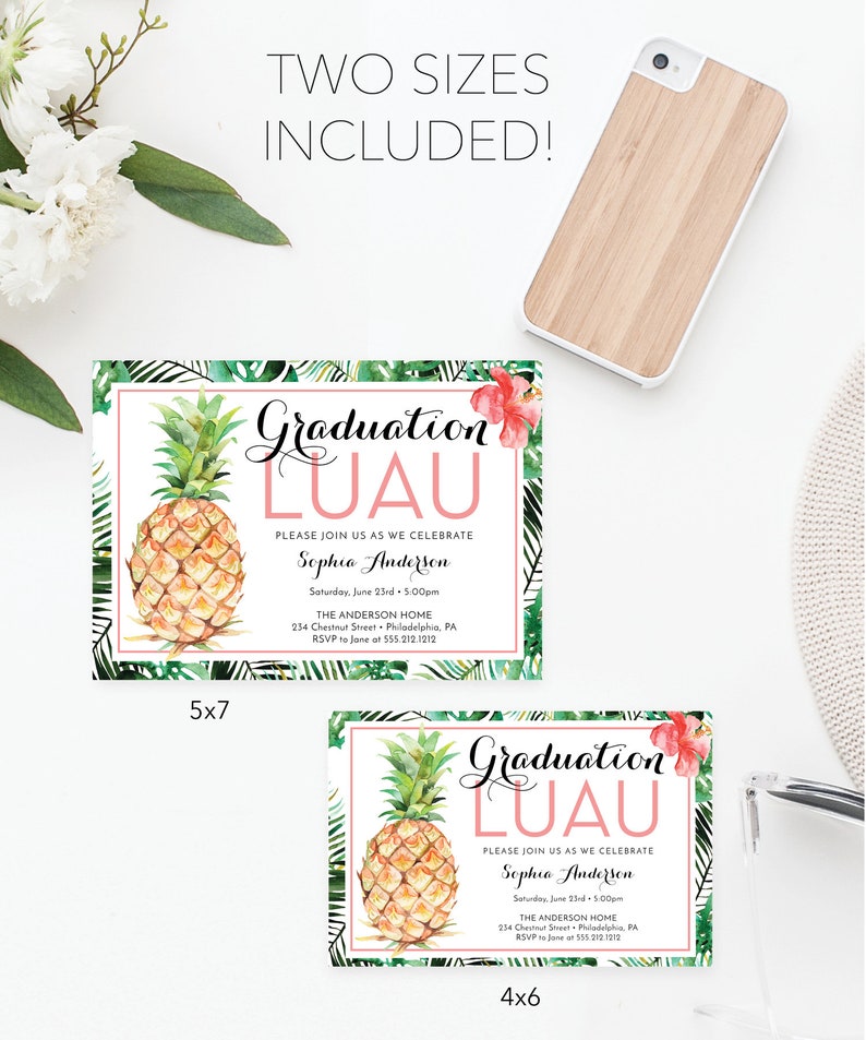 Luau Graduation Party Invite Template Graduation Invitation - Etsy