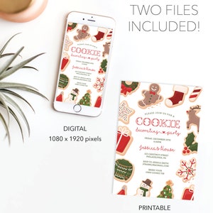 Digital Christmas Cookie Decorating Party Invite, Cookie Party ...