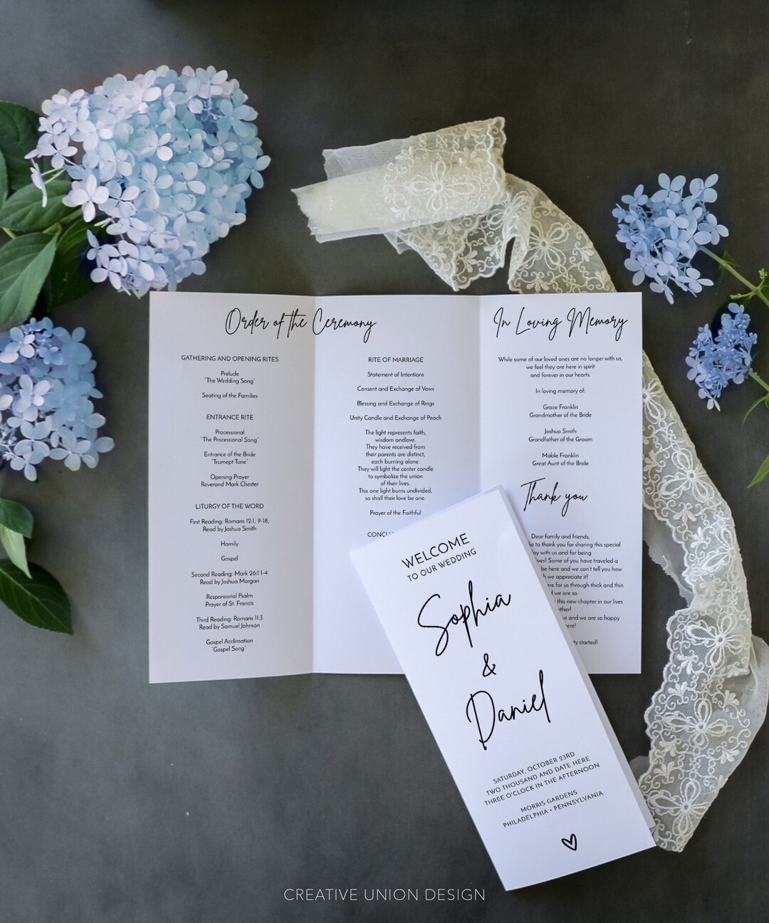 Trifold Wedding Program Template, Wedding Ceremony Program, Easy ...