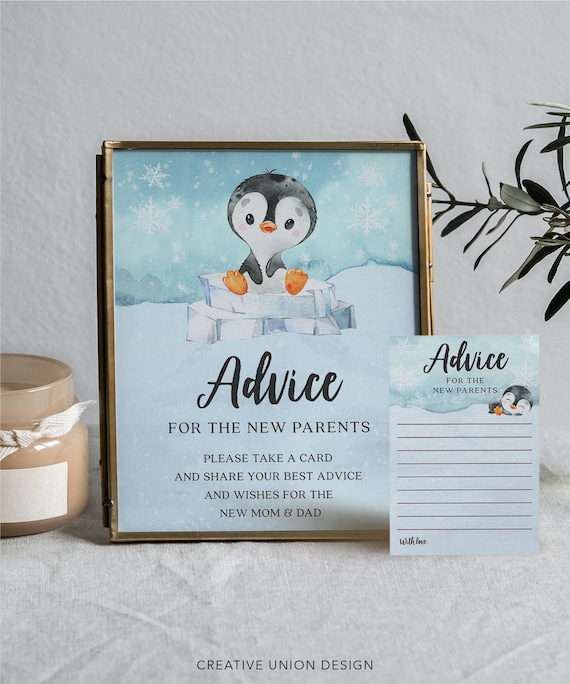 Advice and Wishes Template, Penguin Baby Shower Game, Advice for the ...