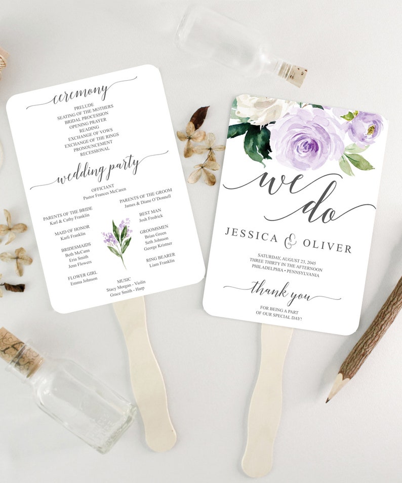 Wedding Program Fan Template Editable Program Fan Printable - Etsy