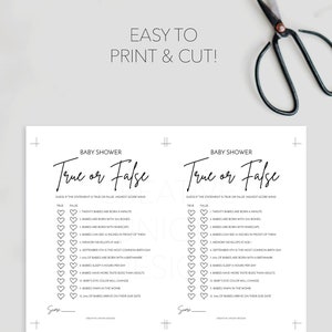 True or False Baby Shower Game, Fun Facts Editable Baby Shower Game ...