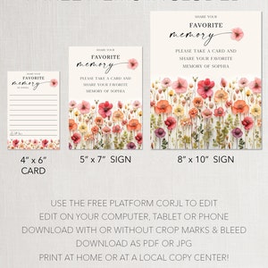 Share a Memory Card Template, Personalized Favorite Memory, Memorial ...