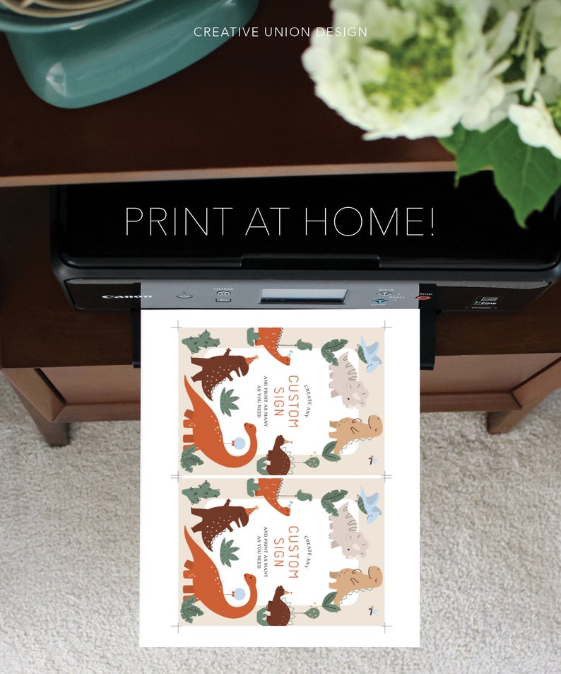 Editable Custom Sign Template Cute Dinosaur Sign Favors - Etsy