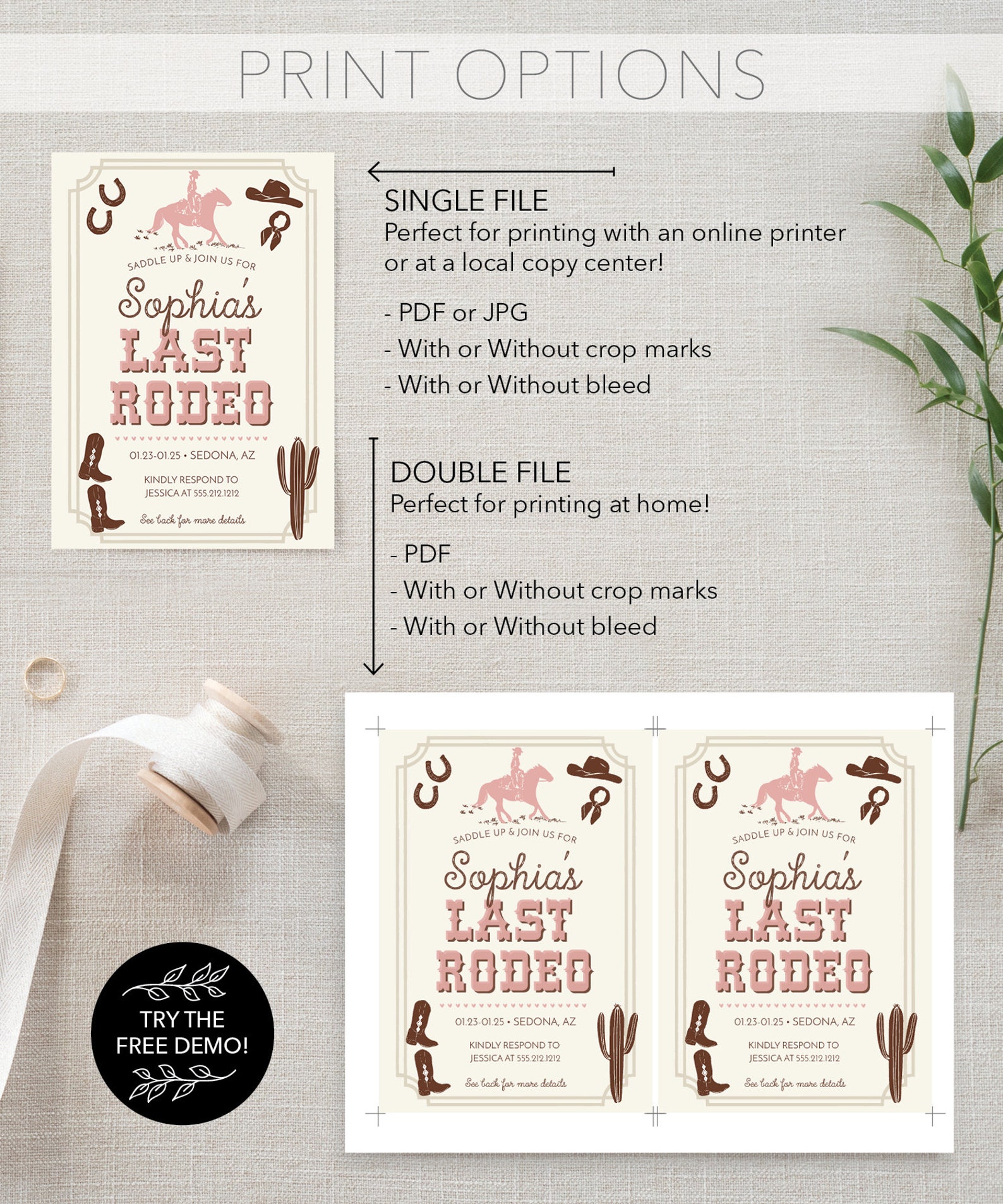 Last Rodeo Bachelorette Party Invitation Template - Etsy