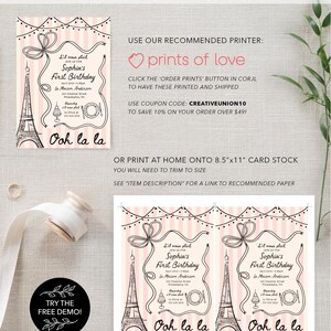 Hand Drawn French First Birthday Invitation Template, Paris 1st ...