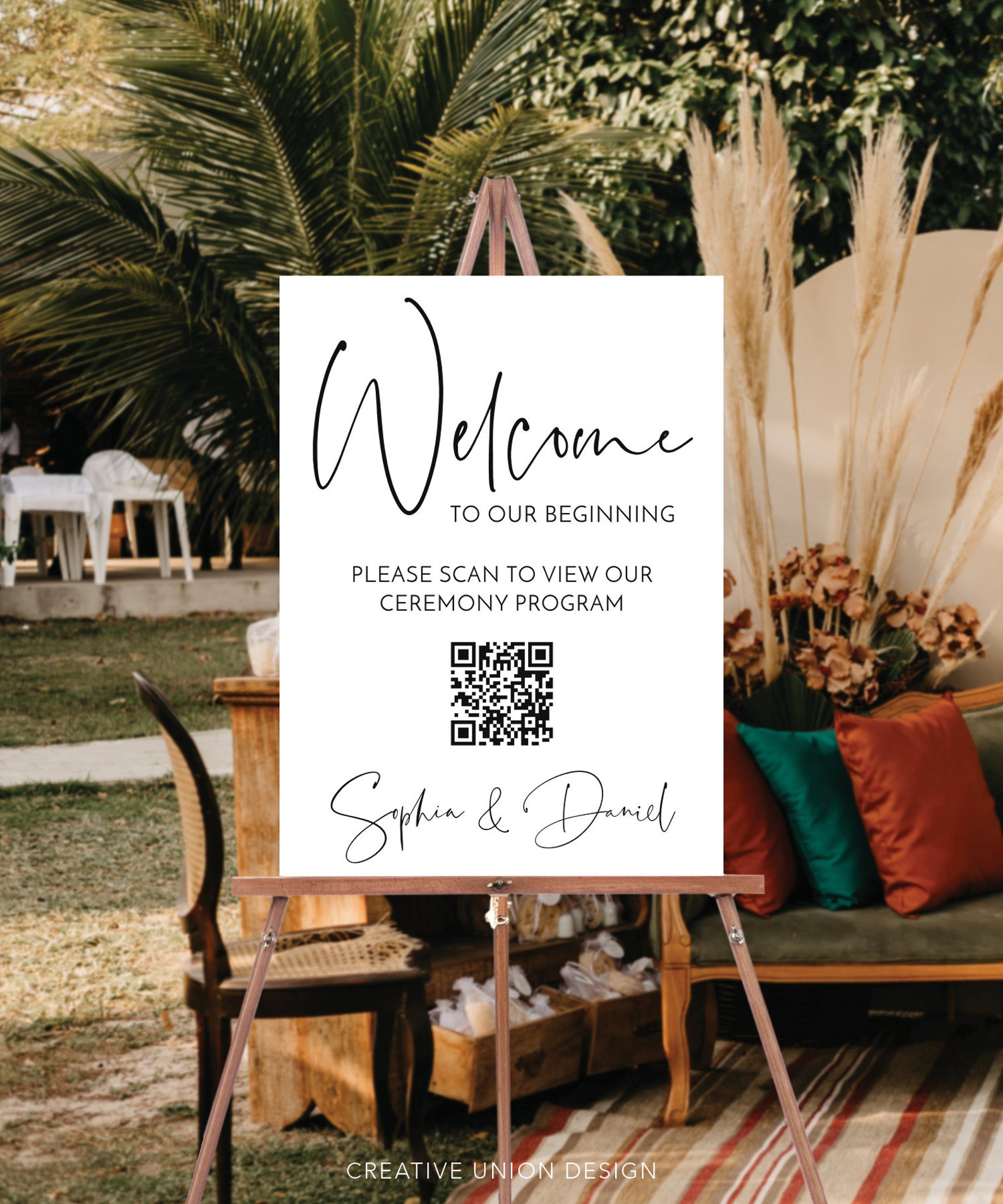 QR Code Wedding Program Template Scannable Wedding Welcome | Etsy