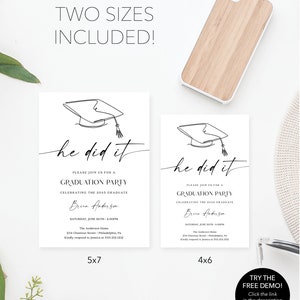 Minimalist Graduation Party Invite Template, Modern Graduation ...