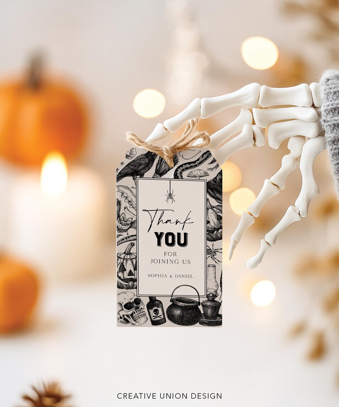 Halloween Printable Favor Tag Template Editable Thank You Tag Halloween ...