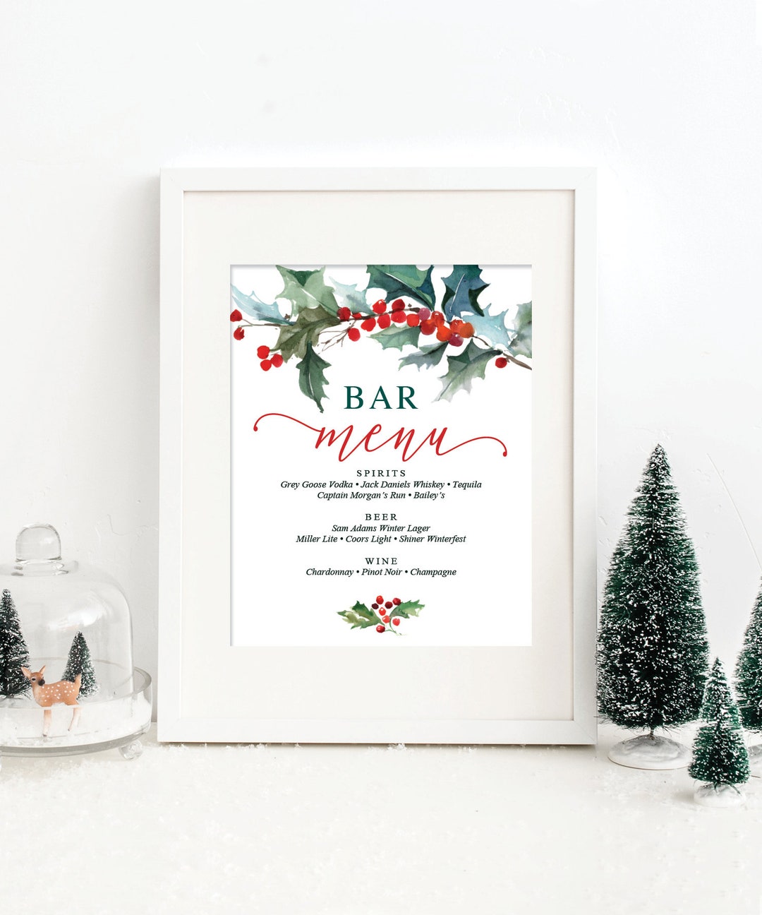 Christmas Bar Menu Drinks Printable Bar Menu Template Printable ...