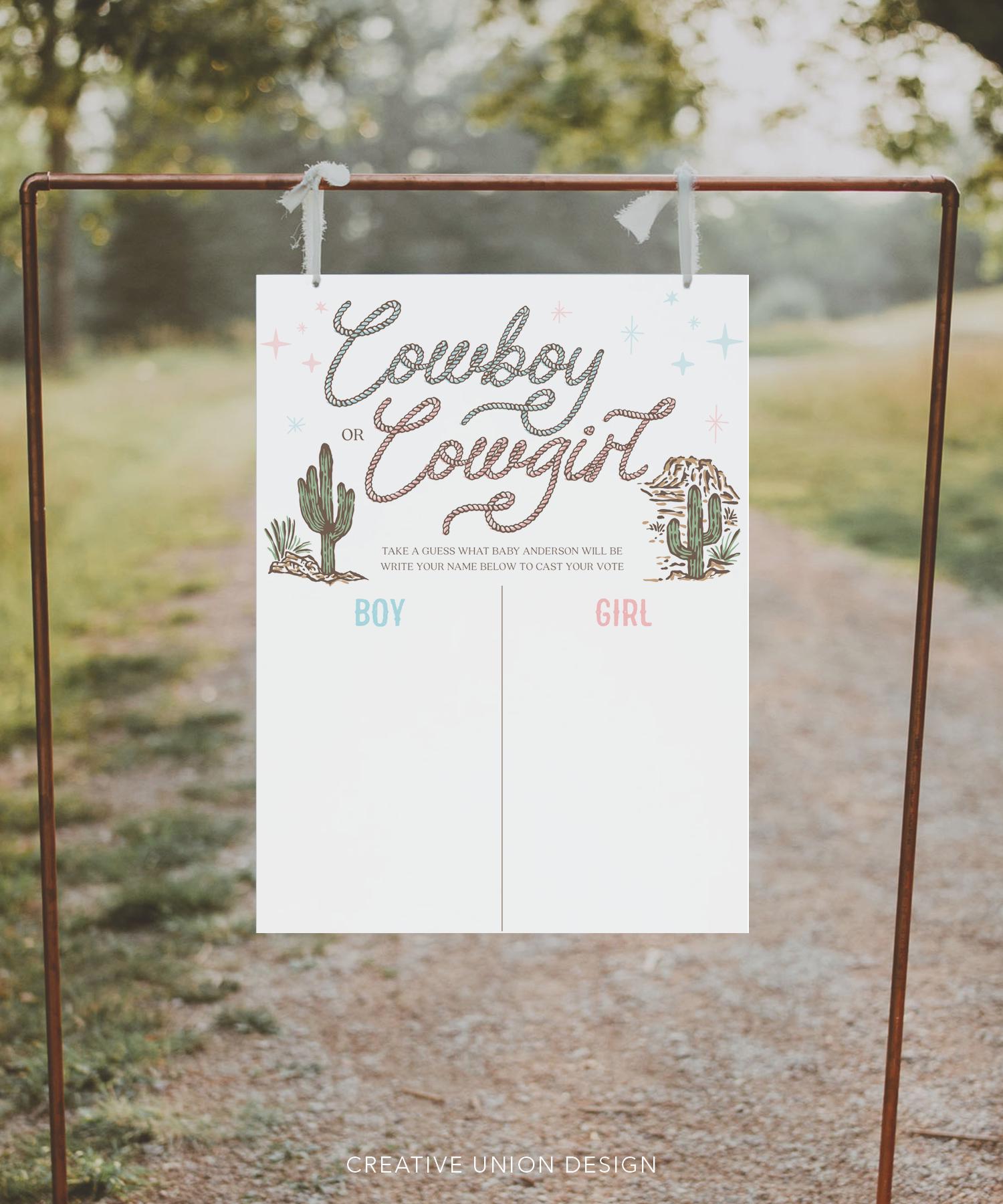 Editable Gender Reveal Voting Sign Template, Cast Your Vote Gender ...