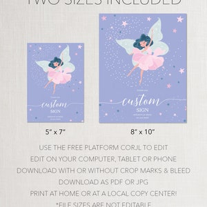 Magical Fairy Editable Custom Sign Template, Custom Birthday Party Sign ...