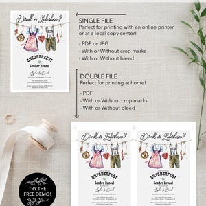 Oktoberfest Gender Reveal Invitation Template, Dirndl or Lederhosen ...