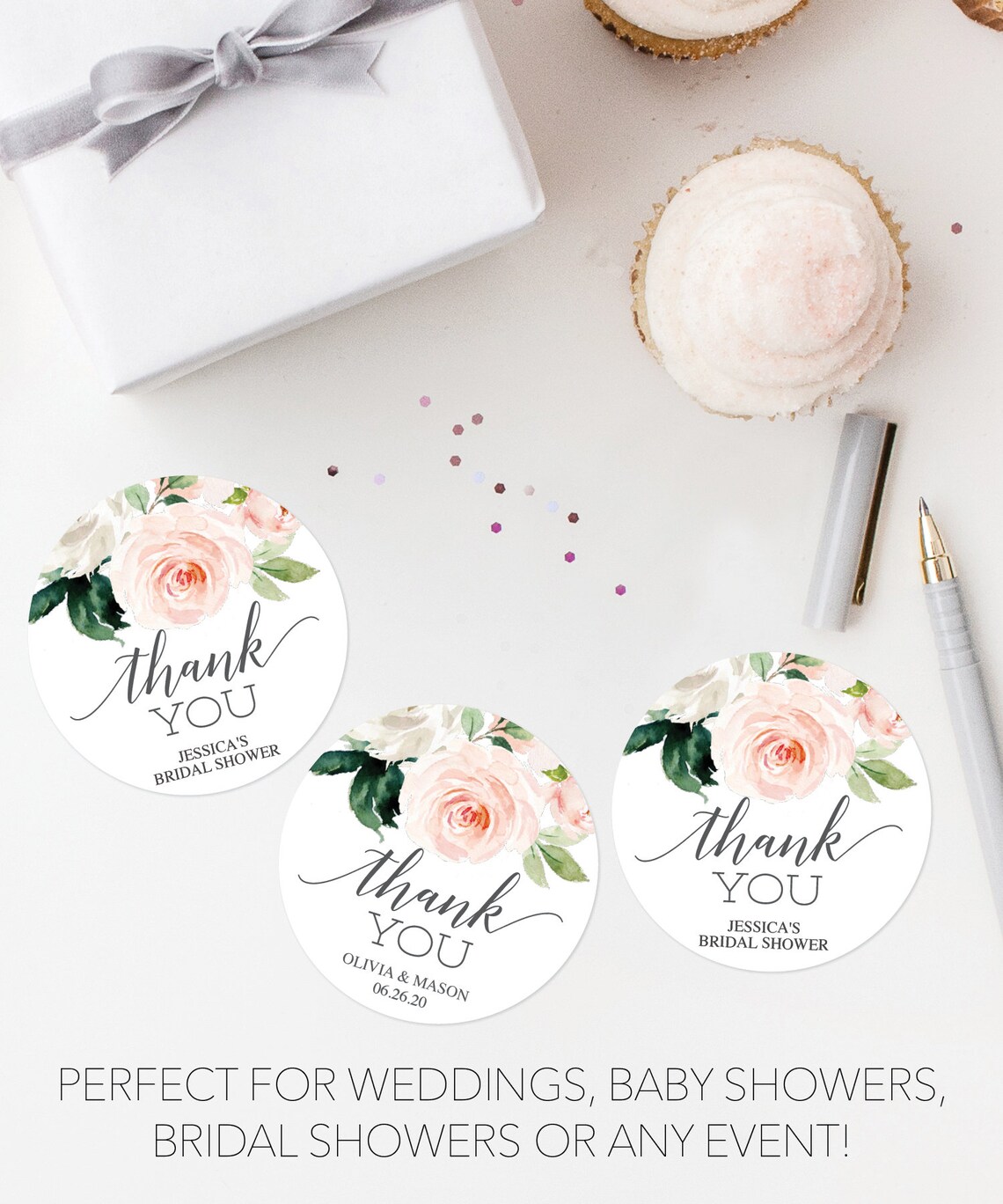 Wedding Favor Stickers Printable Thank You Stickers Bridal - Etsy