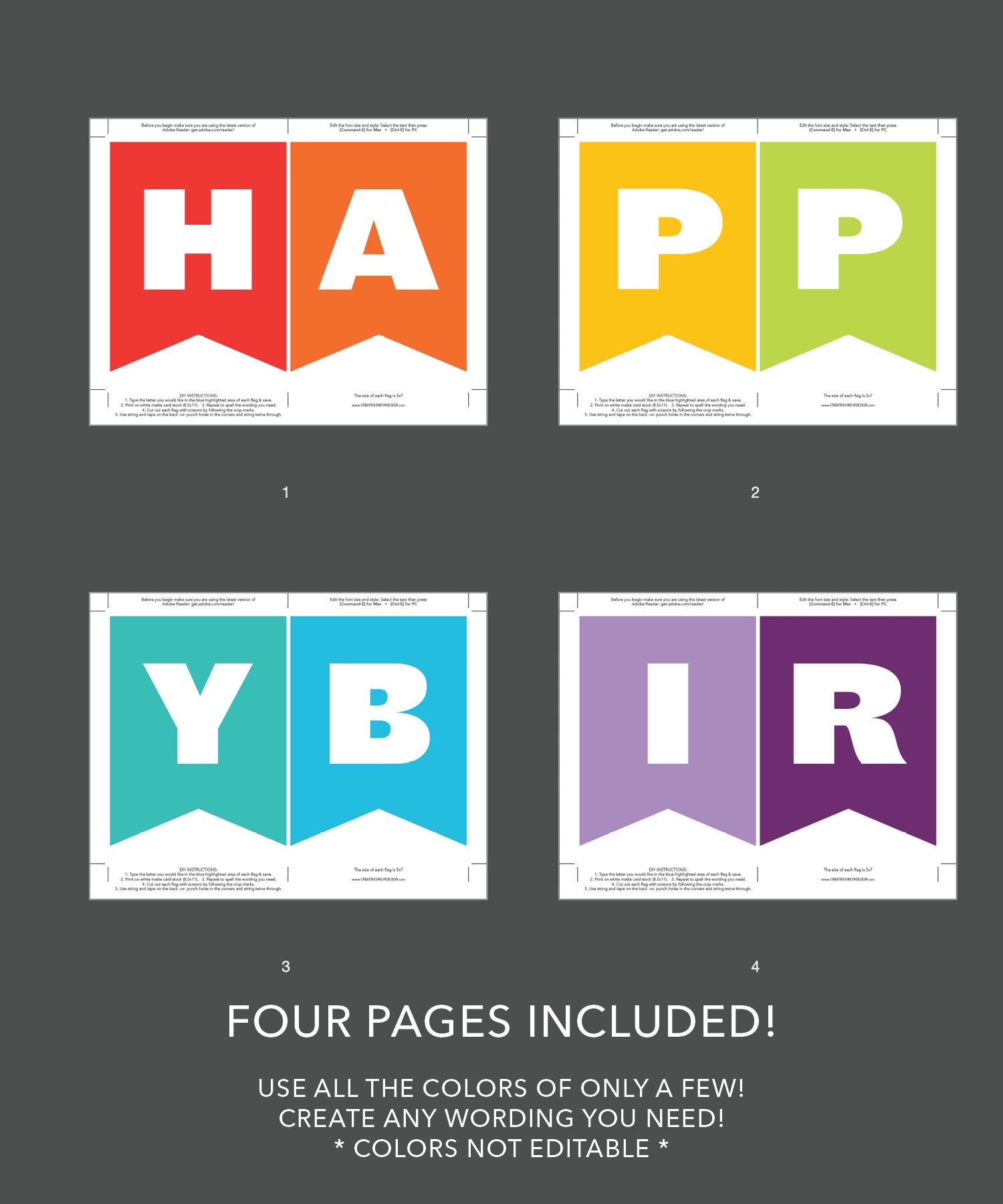 Editable Printable Banner Rainbow Banner Birthday Banner | Etsy