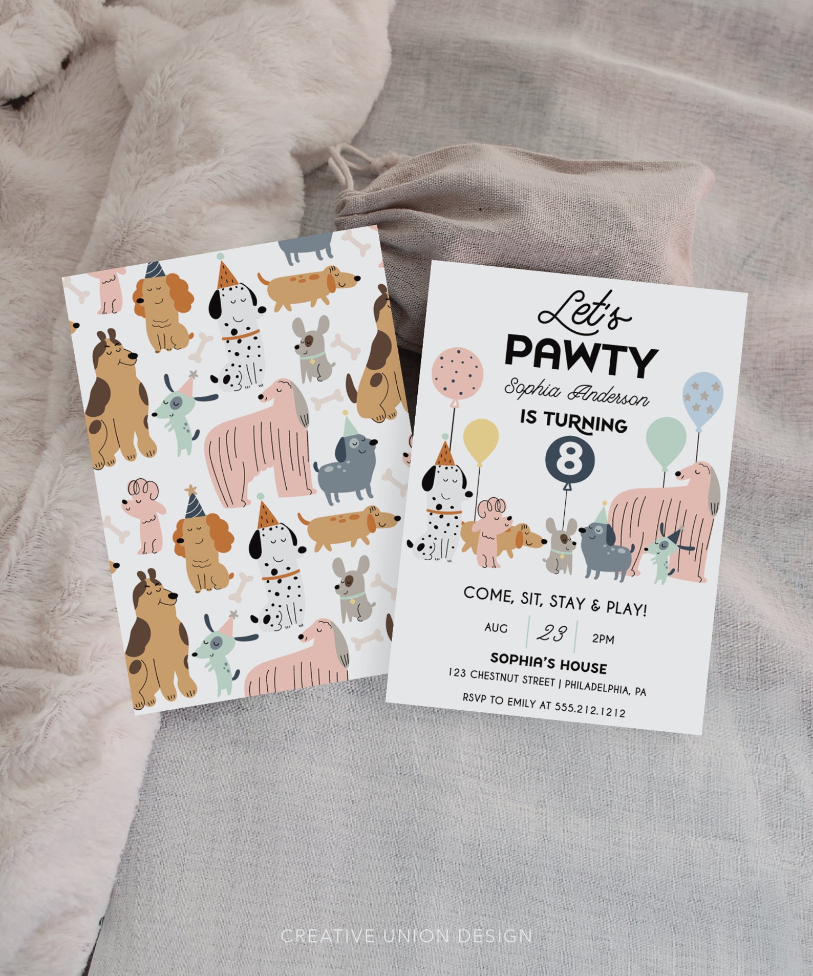 Dog Birthday Pawty Invitation Template, Puppy Pawty Invite, Let's Pawty ...