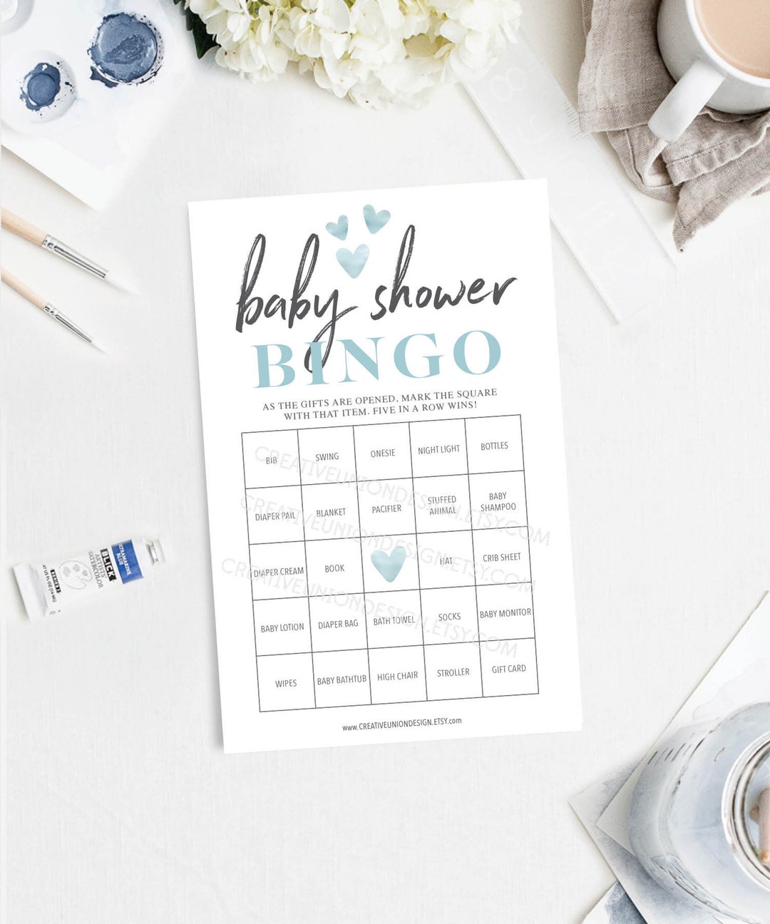 Boy Baby Shower Bingo, 60 Unique Game Sheets, Baby Shower Games, It's A ...