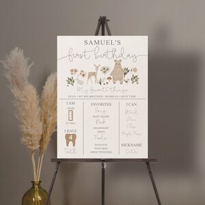Editable Boho Woodland Birthday Milestone Sign Template, Milestone ...
