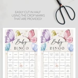 Boho Butterfly Baby Shower Bingo, 60 Unique Game Sheets, Baby Shower ...