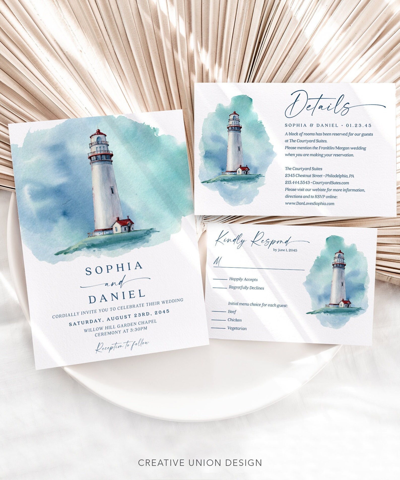 Lighthouse Wedding Invitations Template Printable Wedding - Etsy