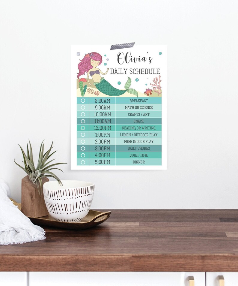 Editable Daily Schedule for Kids Mermaid Daily Routine | Etsy