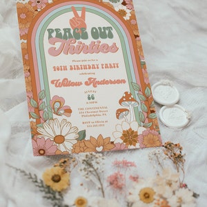 Peace Out Birthday Party Invite Template, 40th Birthday Invitation ...